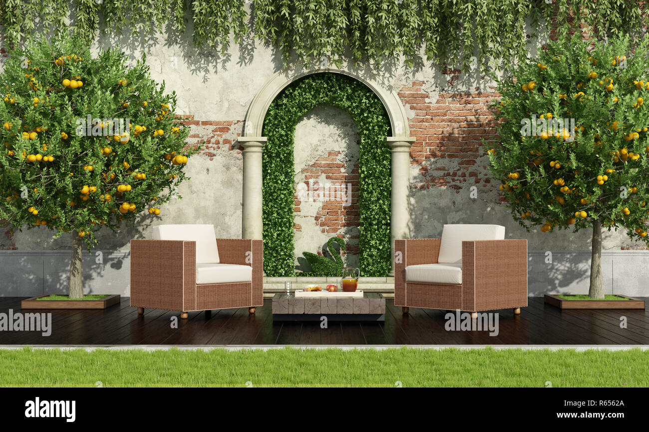 Retro style garden hi-res stock photography and images - Alamy