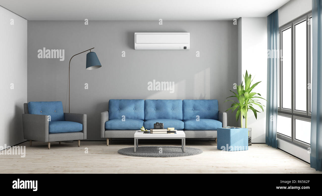 Blue and gray modern lounge Stock Photo - Alamy