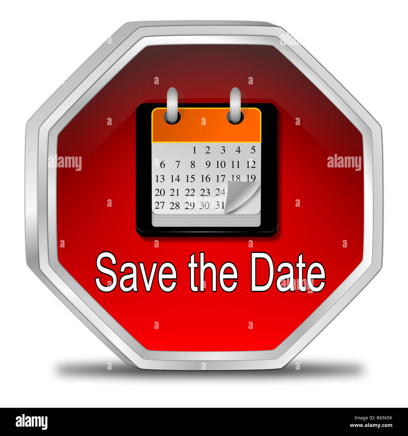 red Save the Date Button - 3D illustration Stock Photo - Alamy