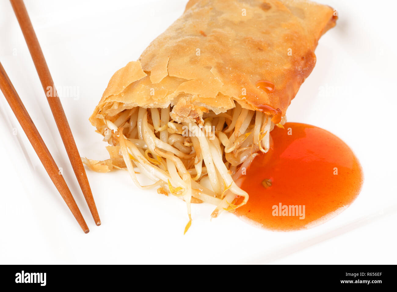 spring roll with sauce Stock Photo - Alamy