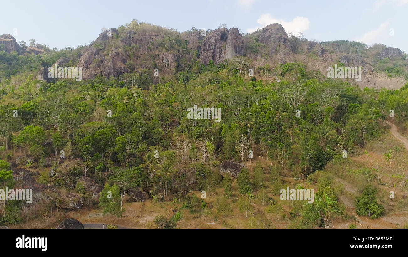 mountain landscape high cliffs mountains covered with green tropical ...