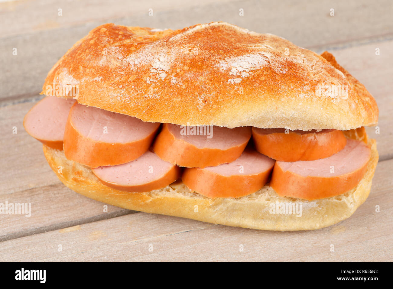 bread with meat sausage Stock Photo - Alamy