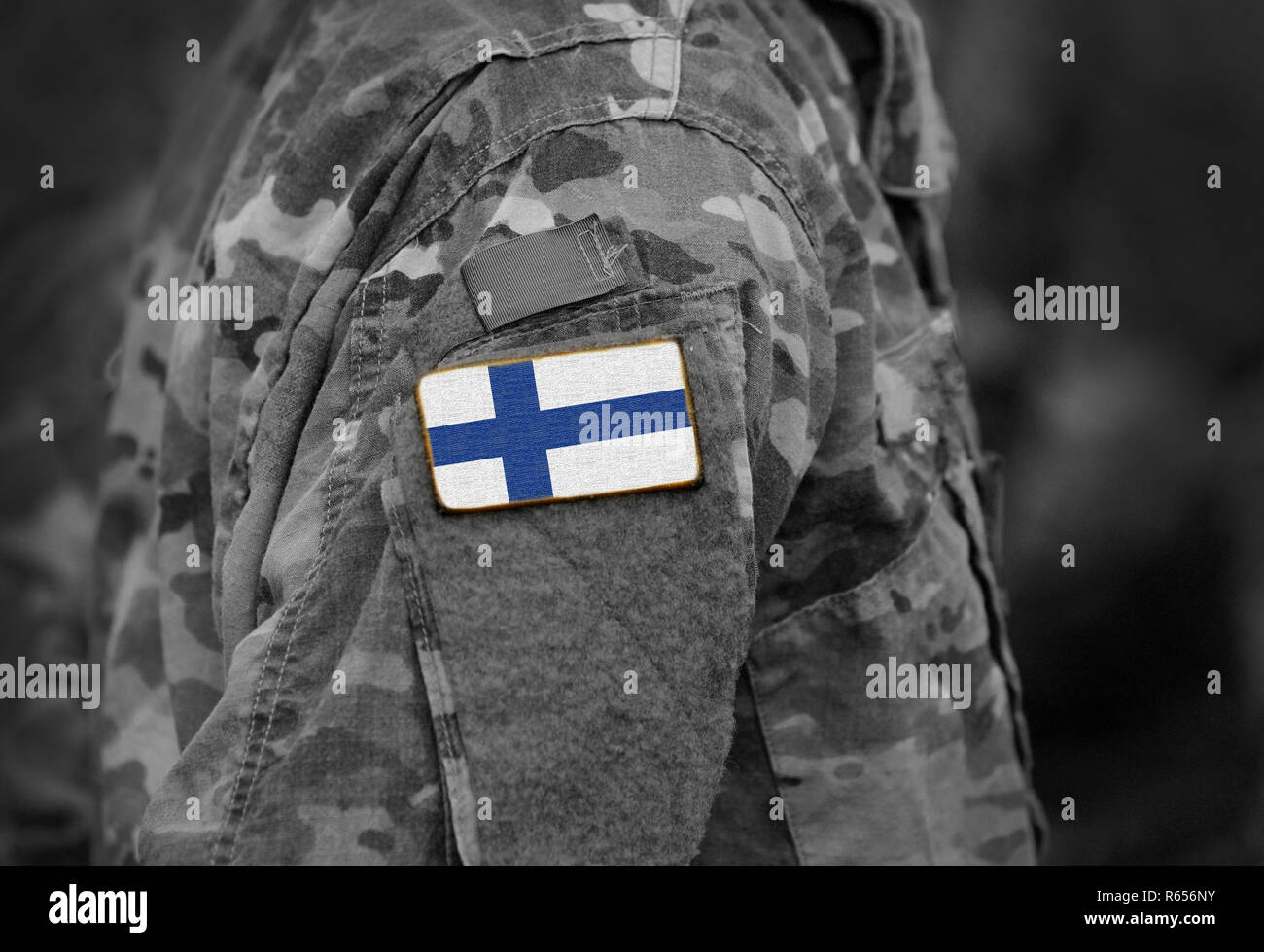 Finland flag on soldiers arm (collage Stock Photo - Alamy