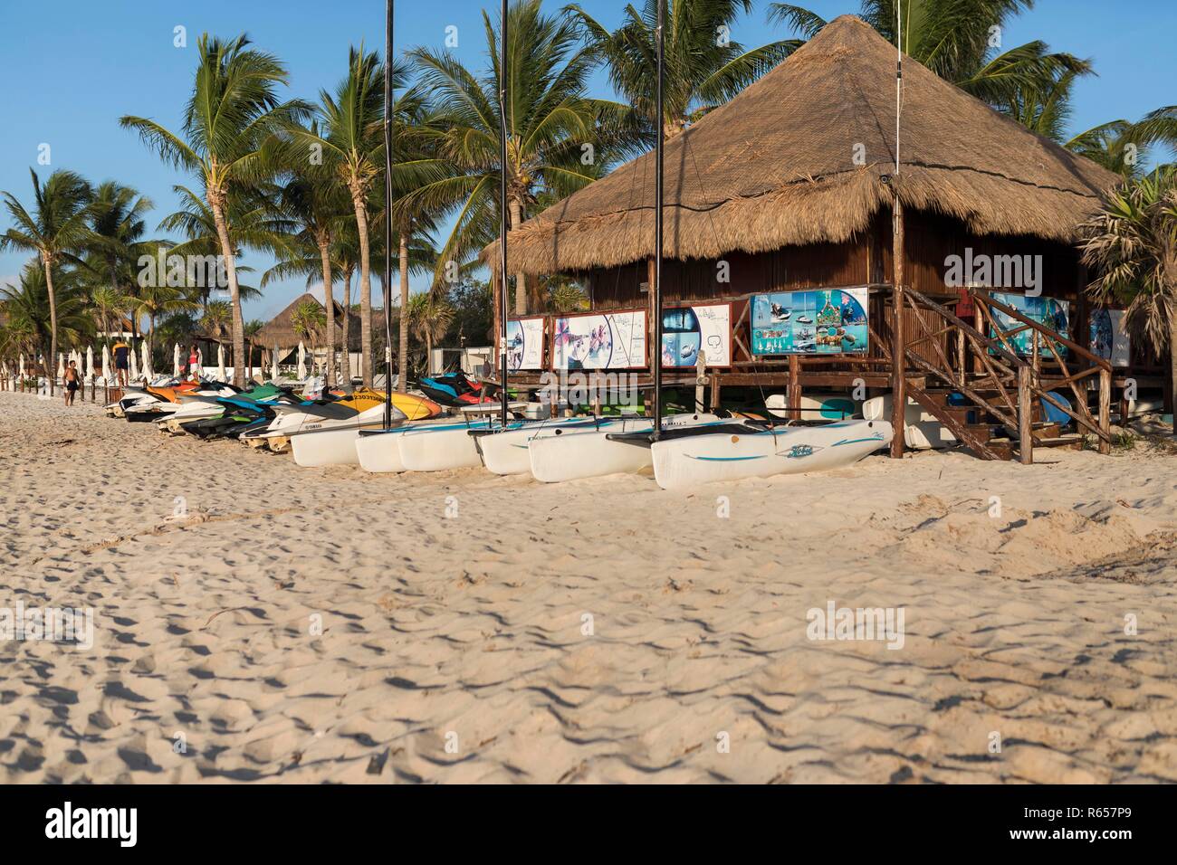 Mexico Riviera Maya 27th July 2018. Surf shack or sports pavillion on ...