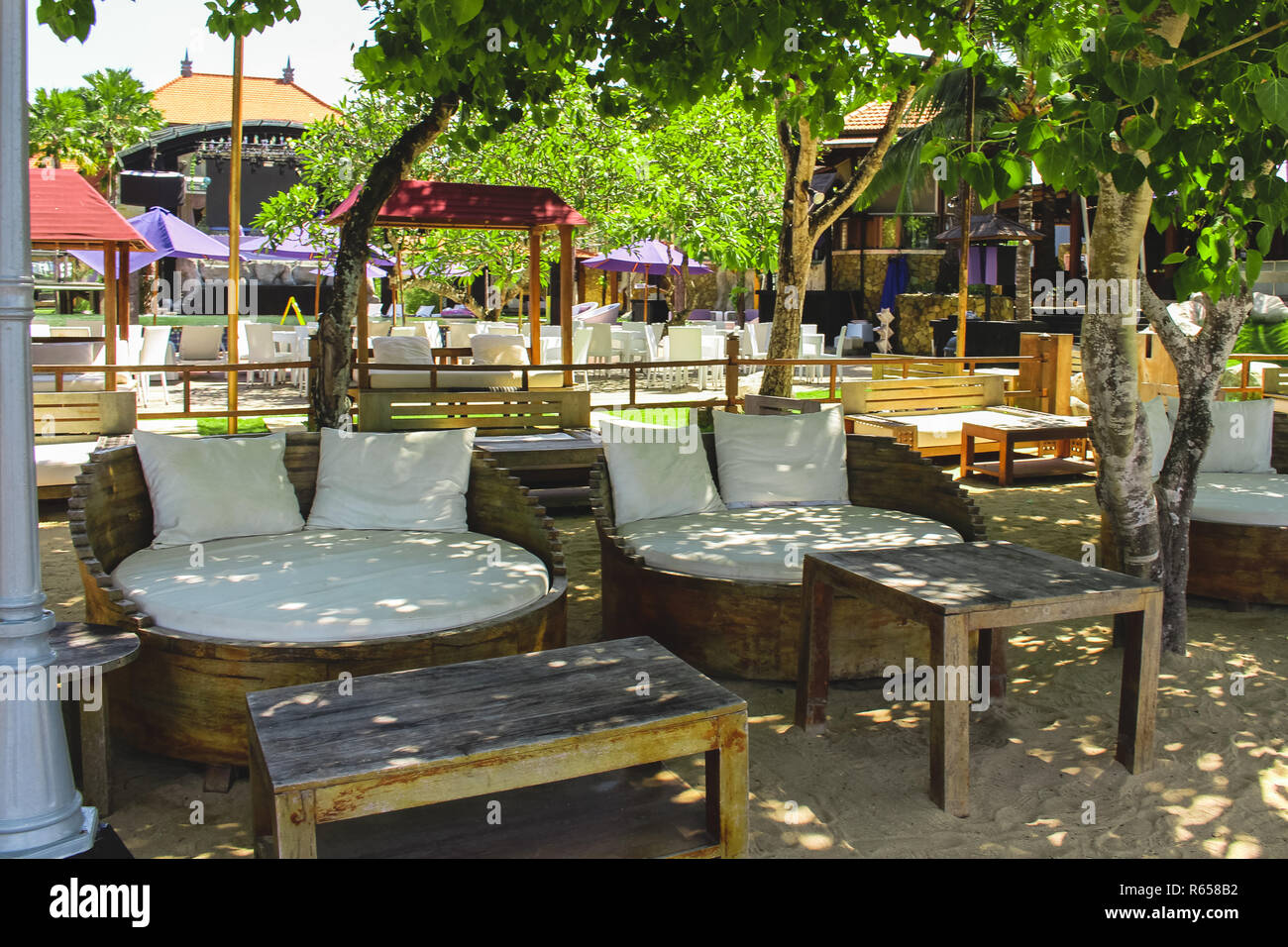 Tropical chill out area at the beach Stock Photo - Alamy