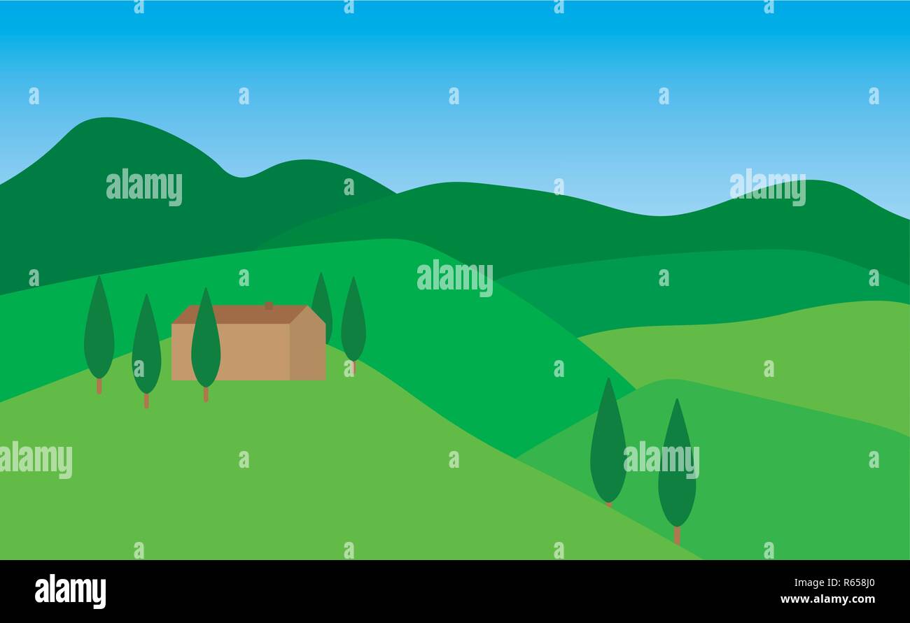 Tuscany summer landscape Stock Vector Images - Alamy