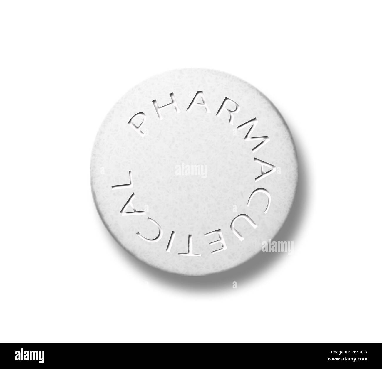Big pharma. Round pill with word pharmaceutical Stock Photo - Alamy