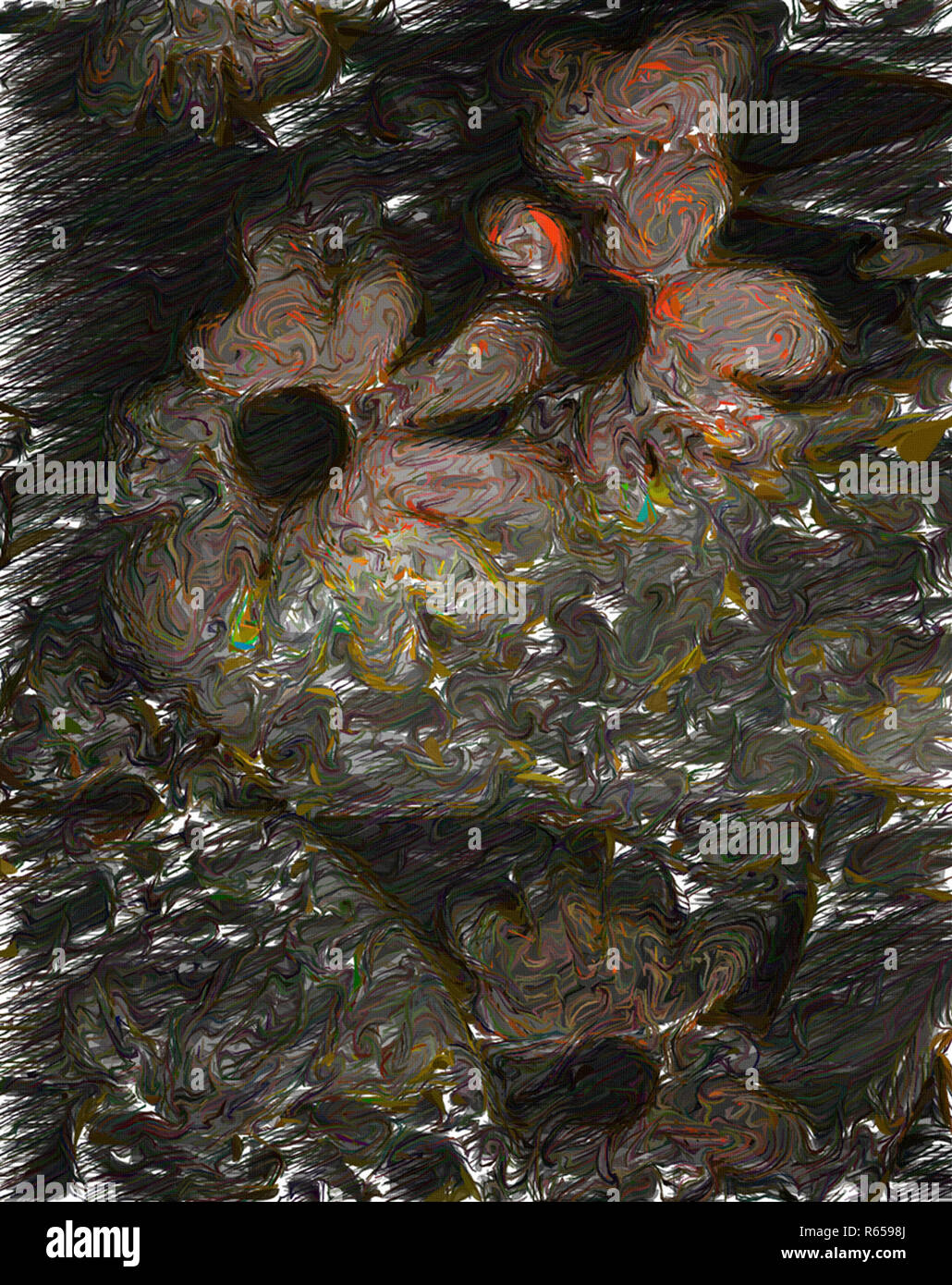 Abstract painting. Dark flowers Stock Photo - Alamy