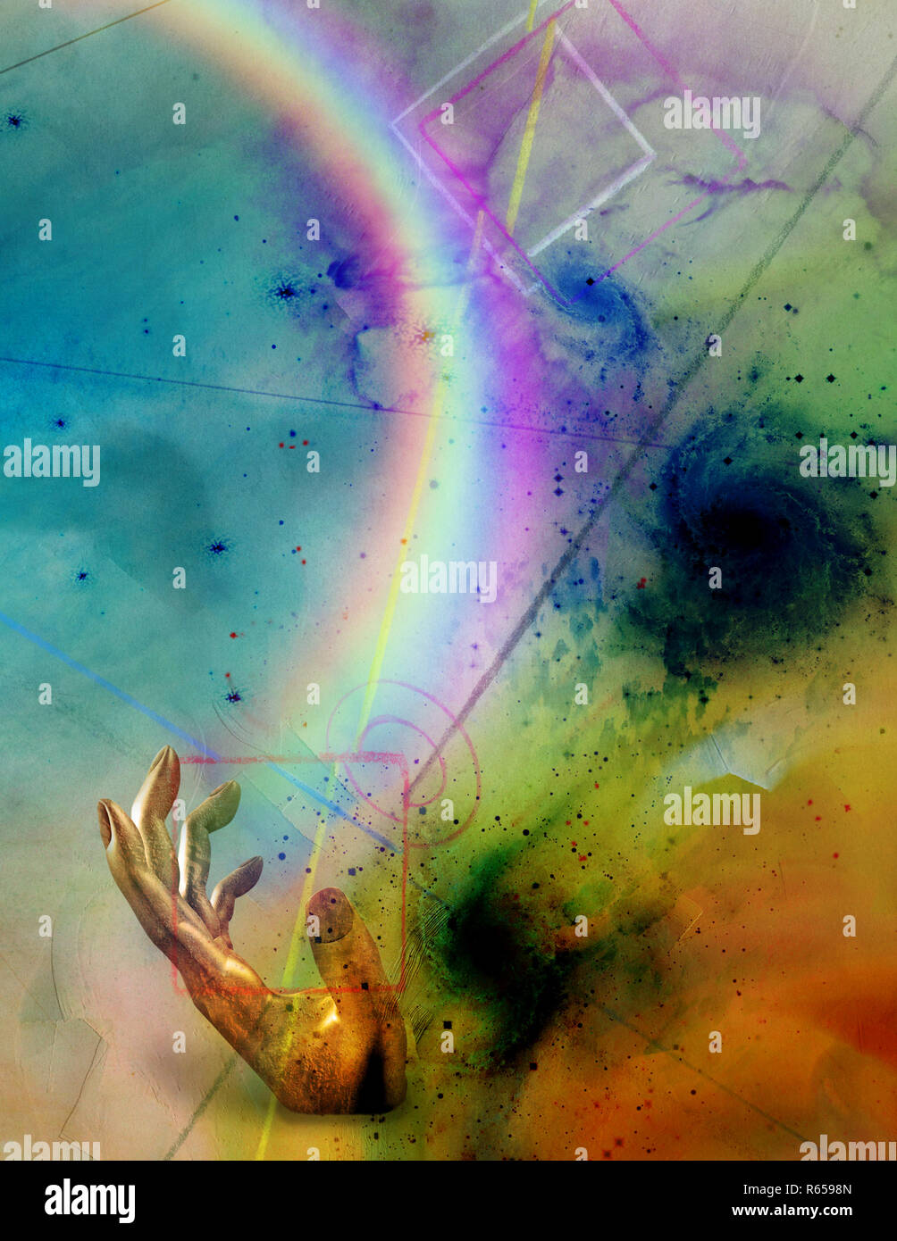 Futurism Abstract, Rainbow in hand Stock Photo - Alamy