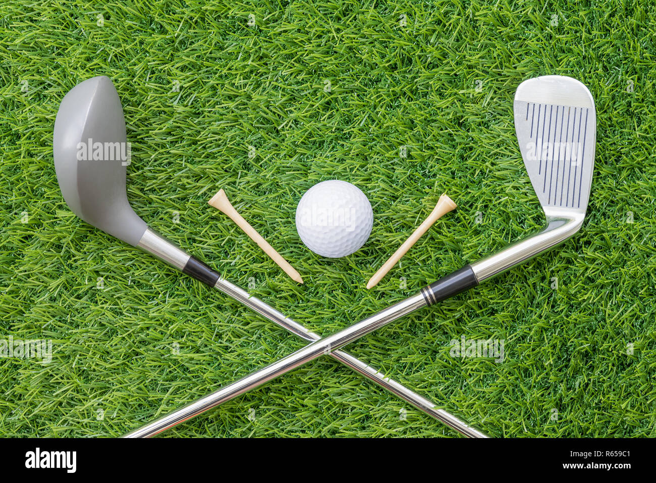 Sport objects related to golf equipment Stock Photo - Alamy