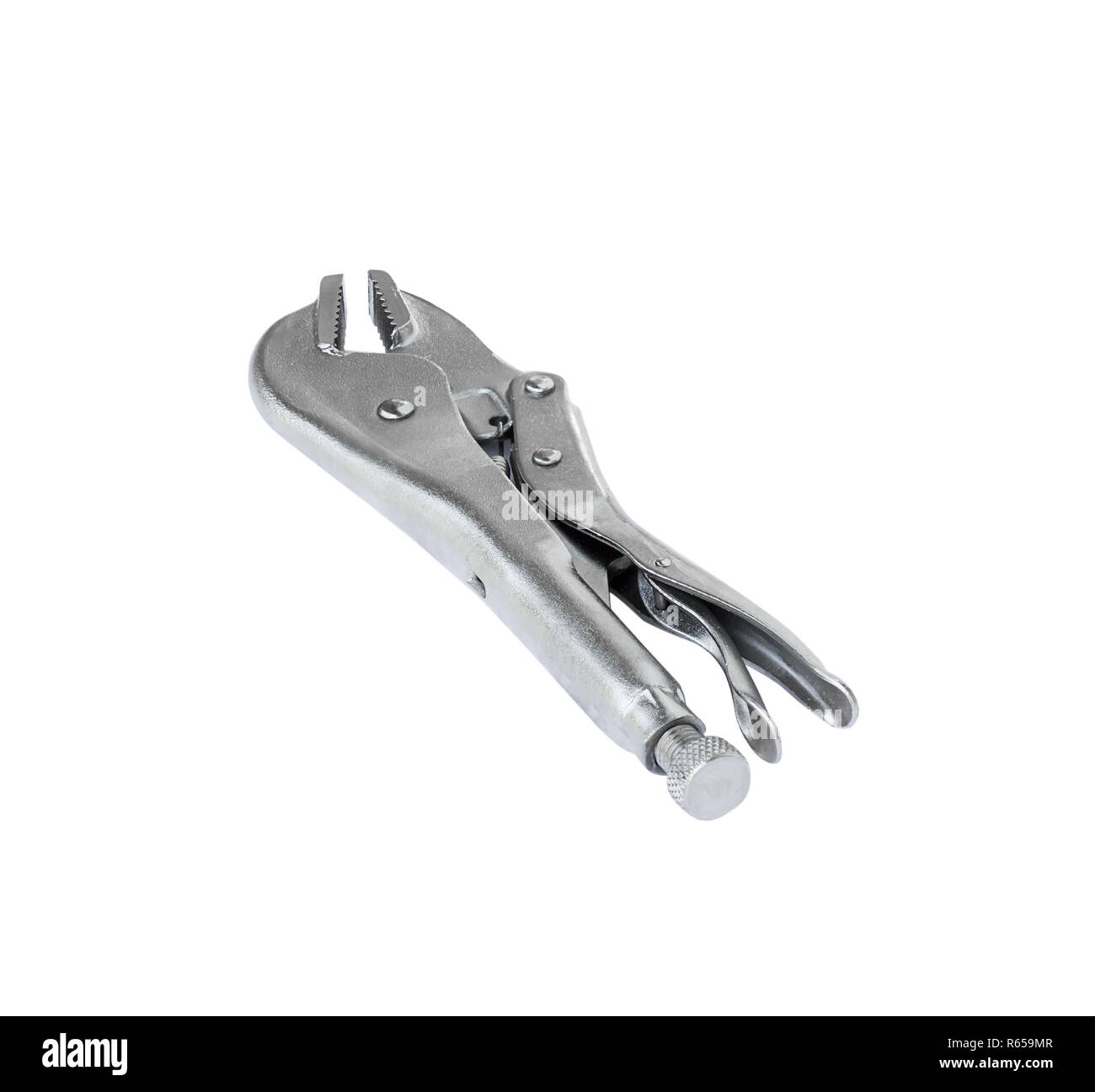 Locking pliers on white background Stock Photo - Alamy