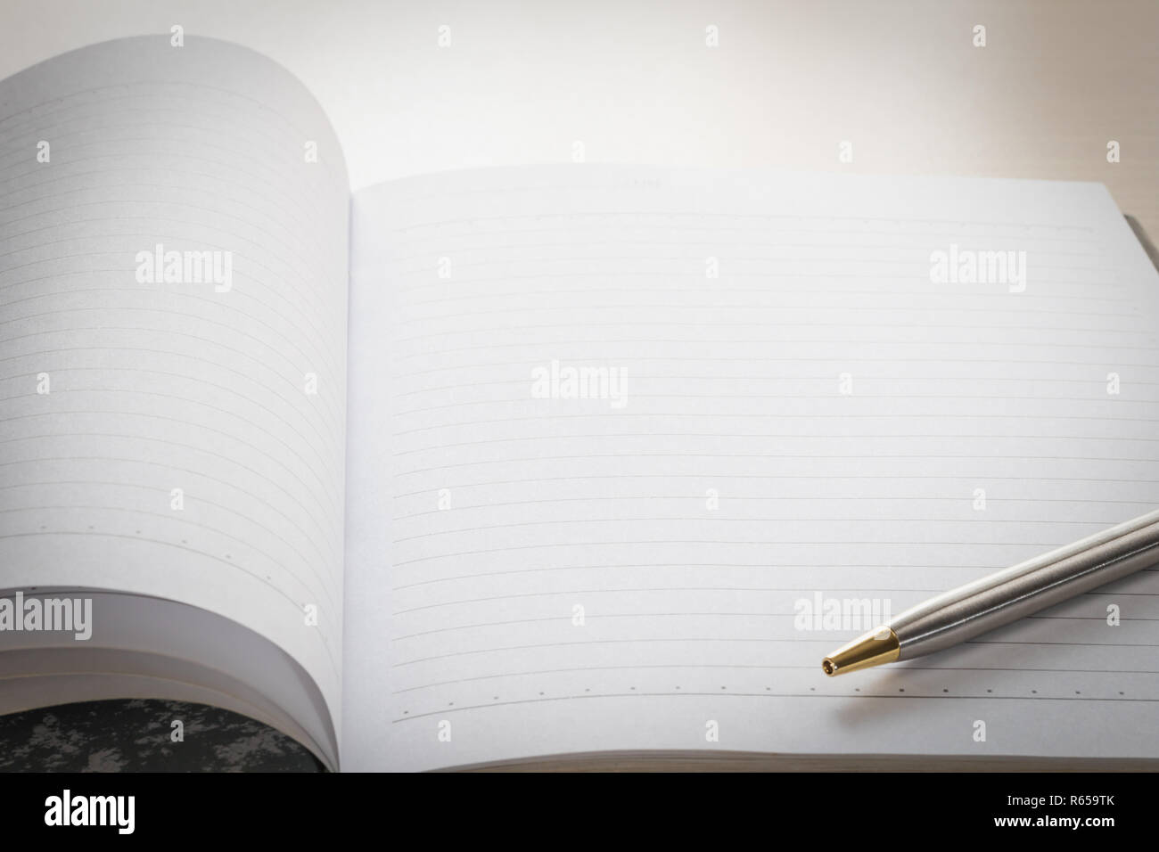 Pen and Notebook open blank page Stock Photo - Alamy