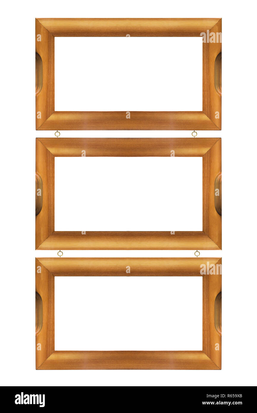 Row blank wooden frame isolated Stock Photo - Alamy