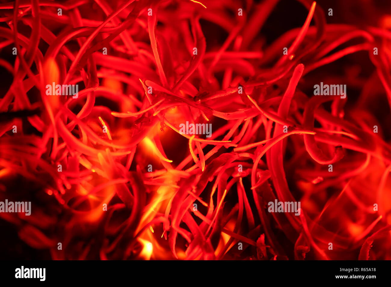 Conceptual shot of glowing wood splints with an unsual shape Stock ...