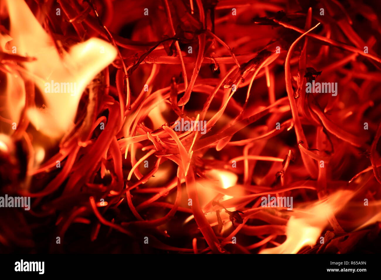 Conceptual shot of glowing wood splints with an unsual shape Stock ...