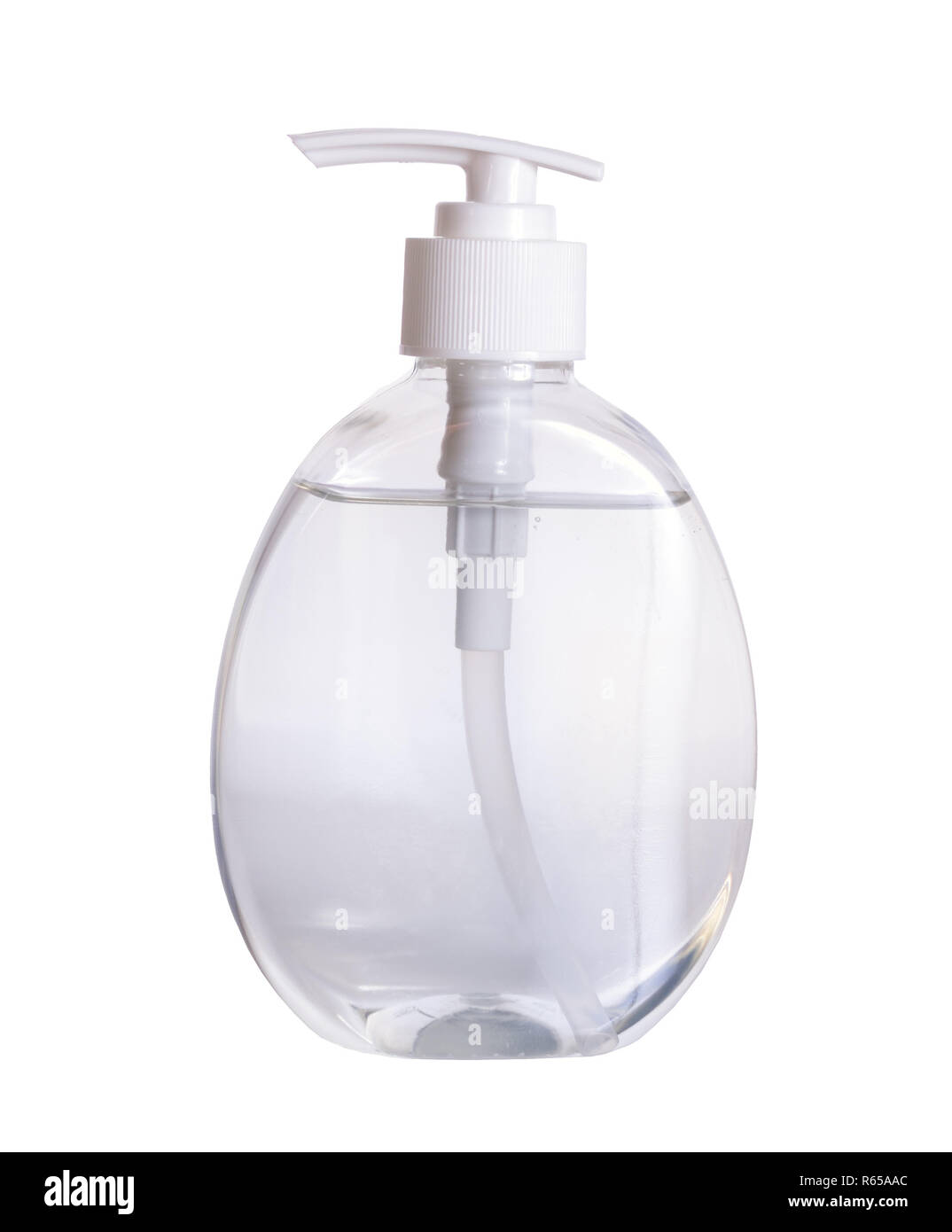 Transparent Plastic Bottle with liquid soap on a white background ...
