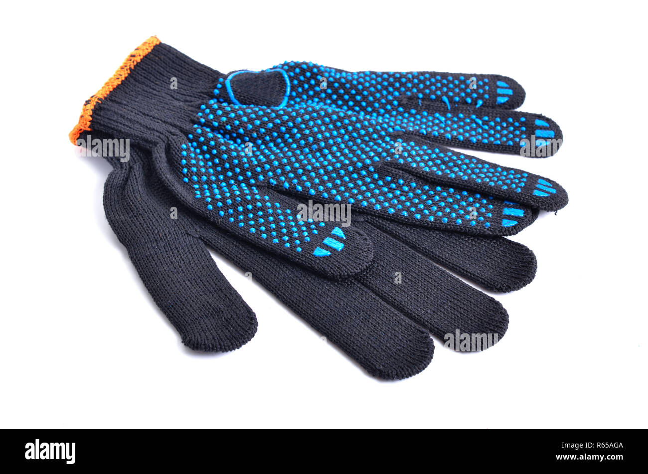 Black work gloves isolated on white background Stock Photo - Alamy