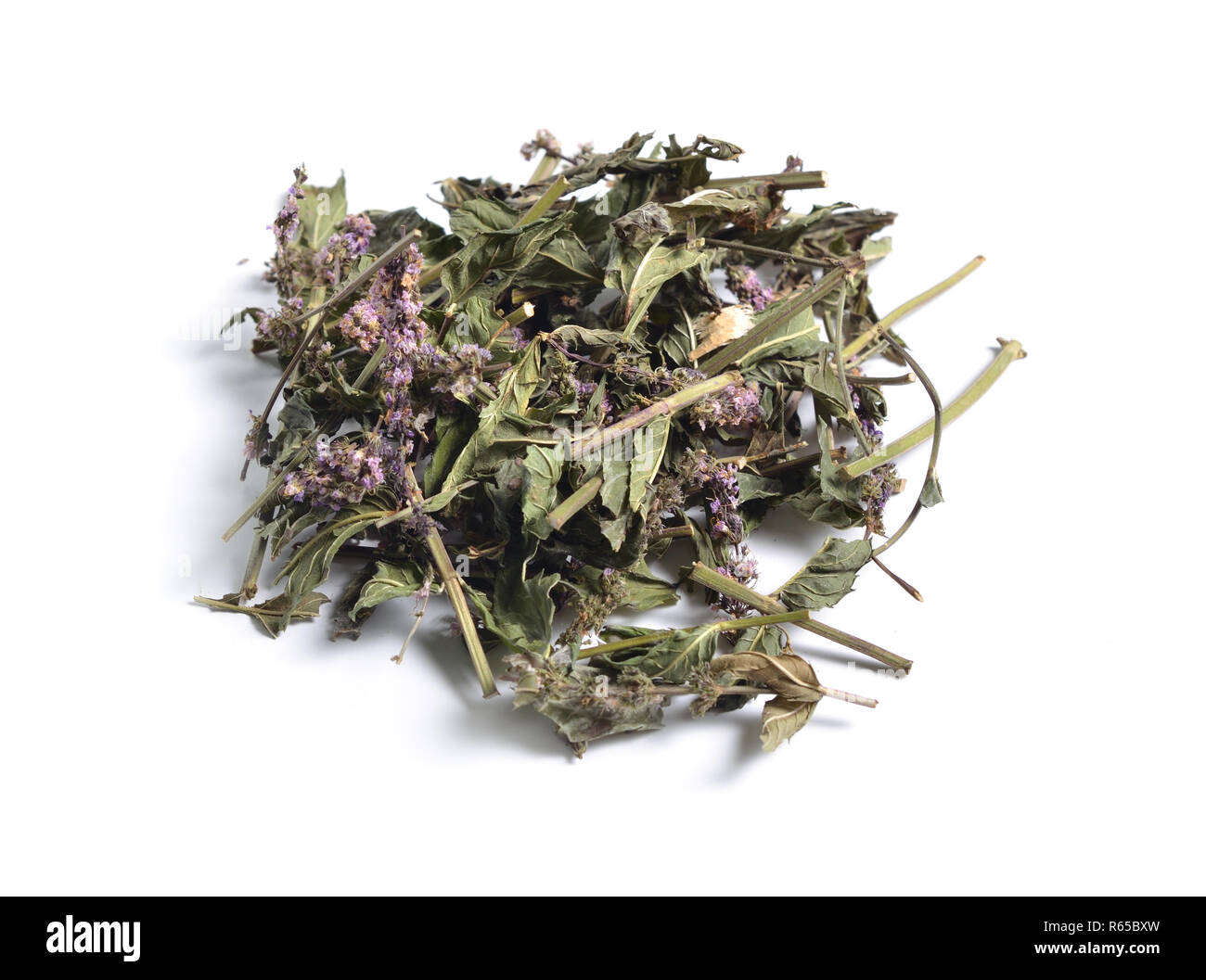 Dried medicinal herbs raw materials isolated on white. Peppermint Stock ...