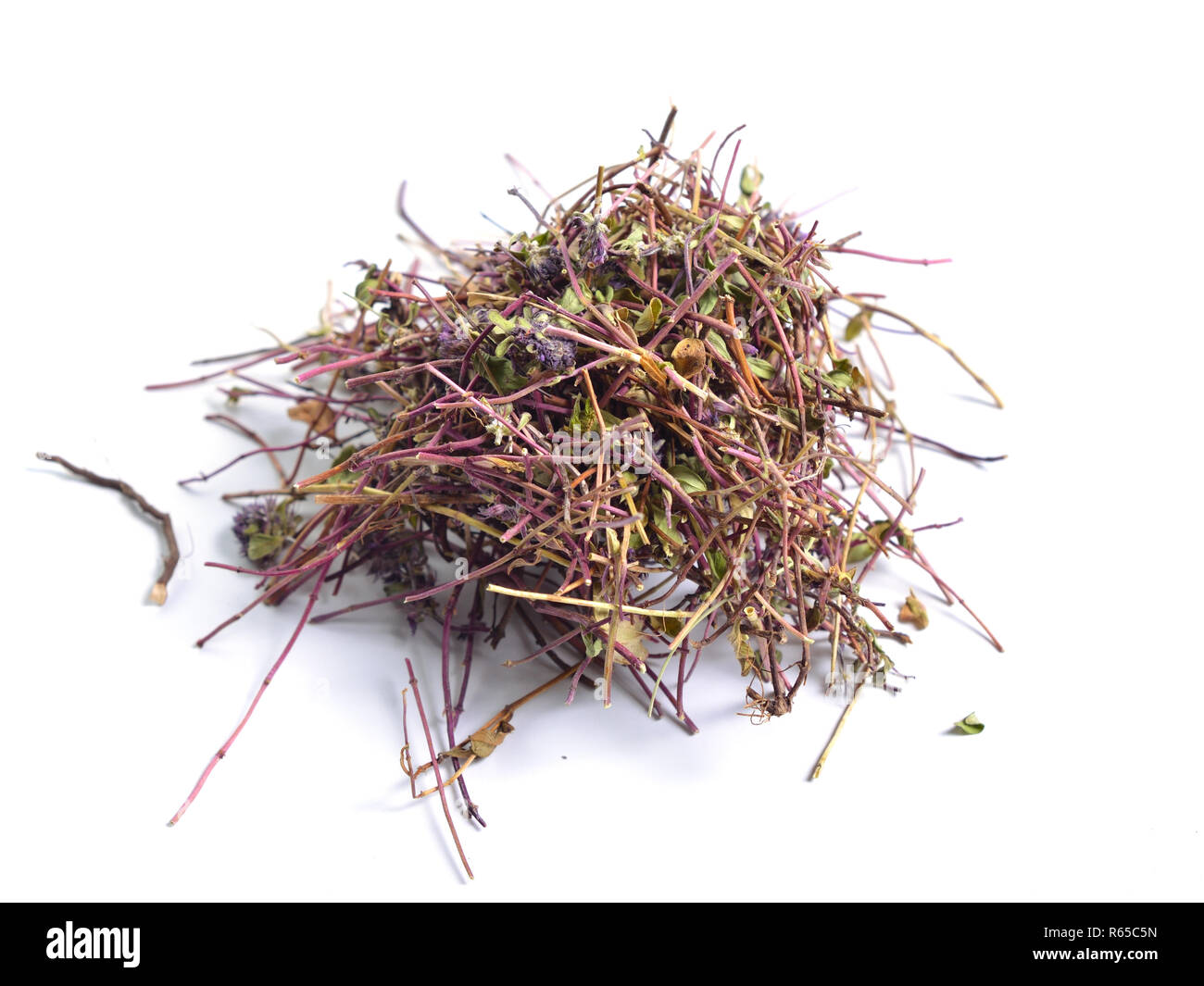 Dried medicinal herbs raw materials isolated on white. Thymus Stock ...