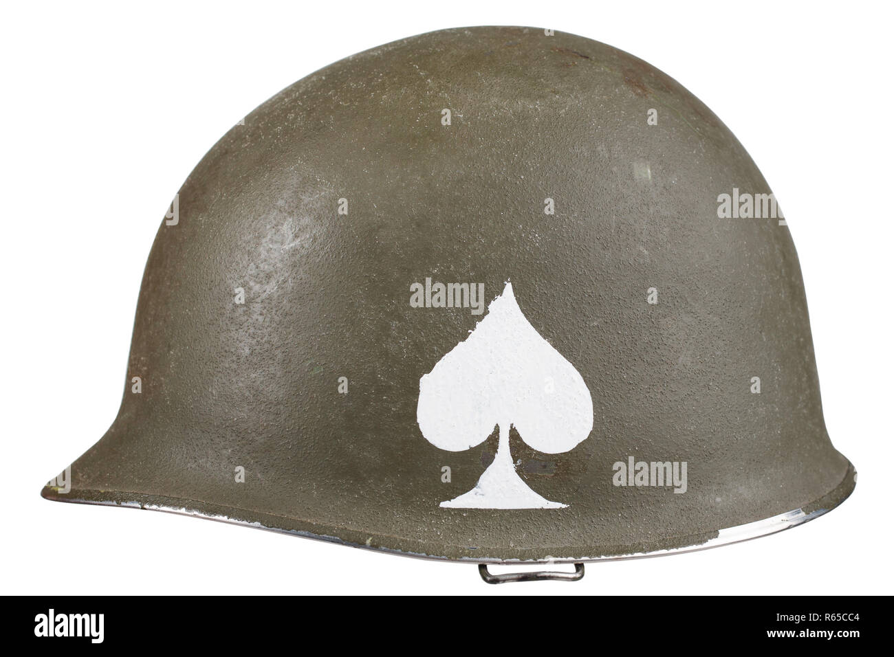 us army ww2 period helmet with ace of spades emblem isolated on white ...