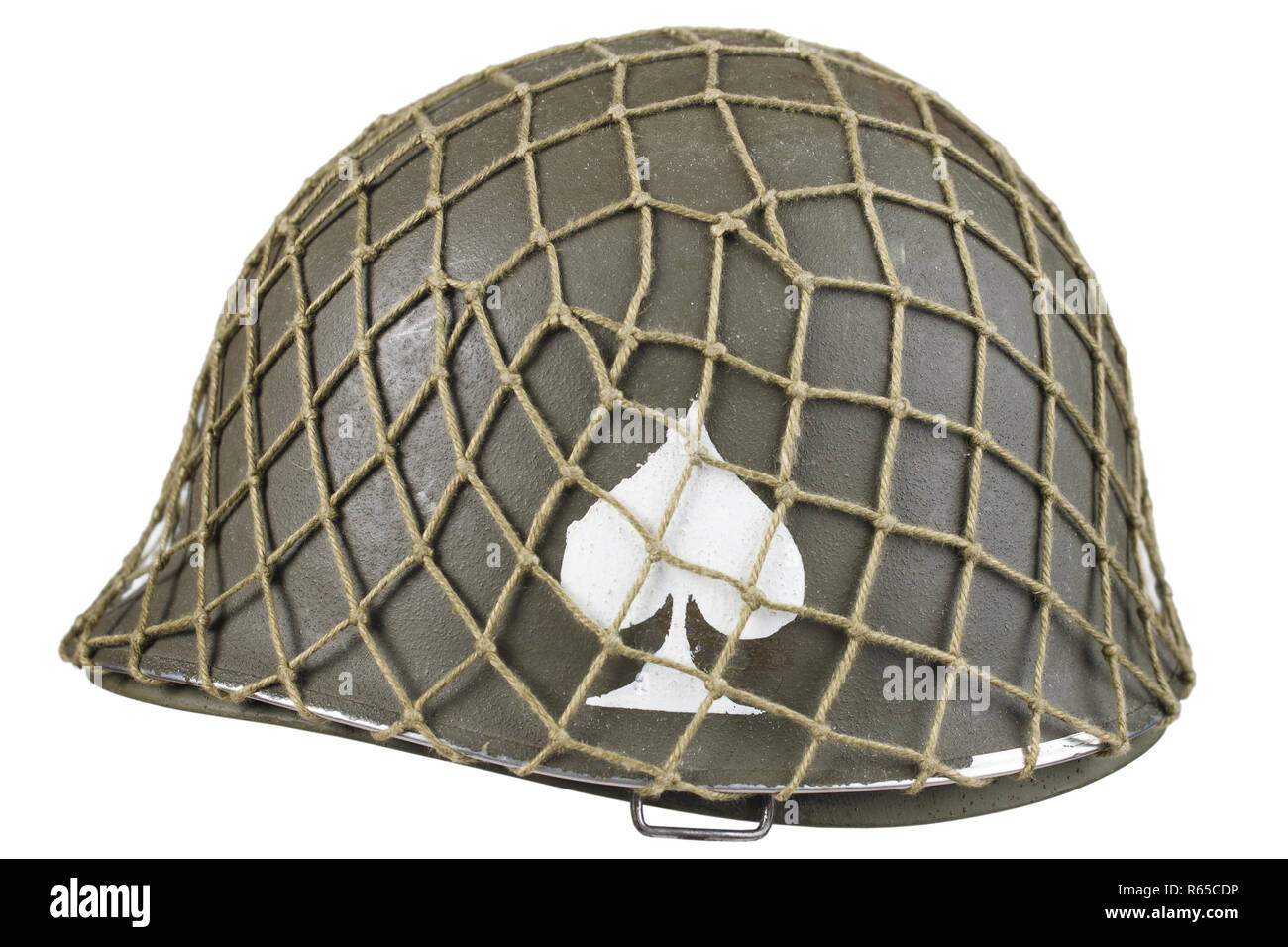 us army ww2 period helmet with ace of spades emblem isolated on white ...
