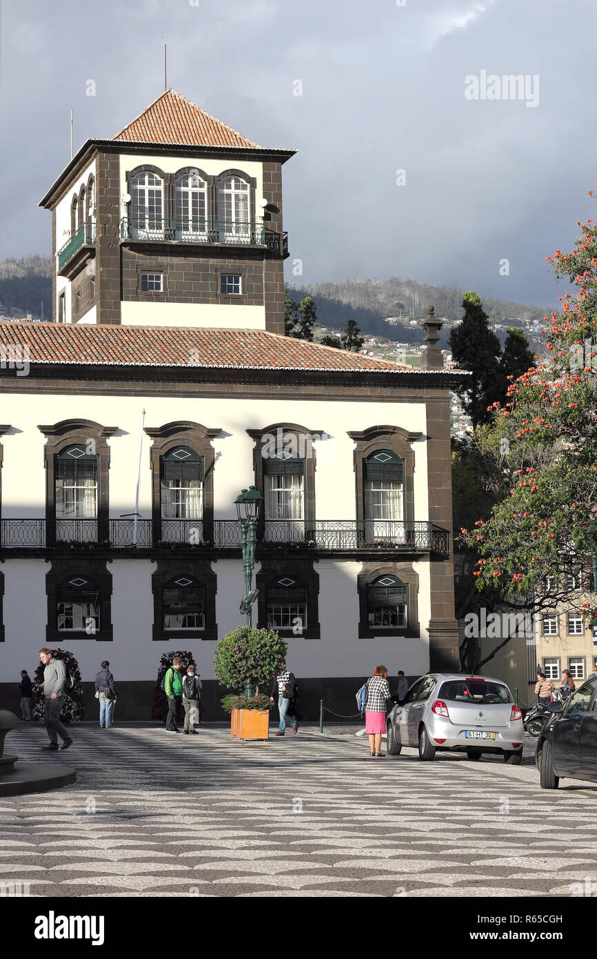 The town hall of Funchal on Madeira in evening light Stock Photo - Alamy
