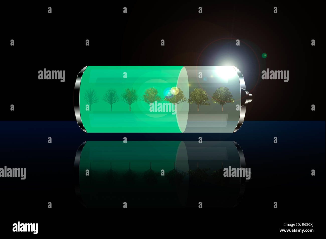 Illustration of deforestation with decreasing energy of a green stack ...