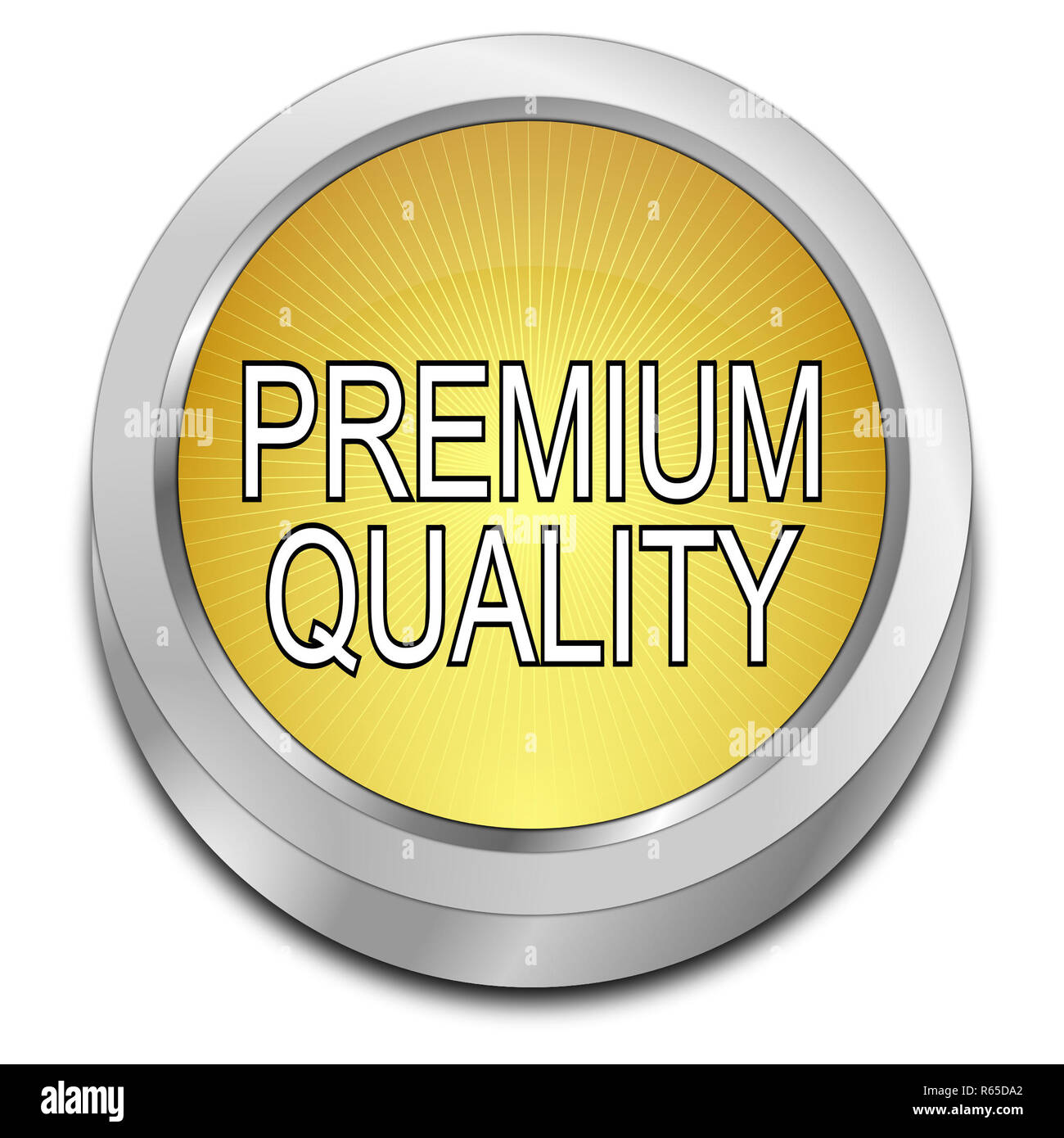 golden Premium Quality button - 3D illustration Stock Photo - Alamy
