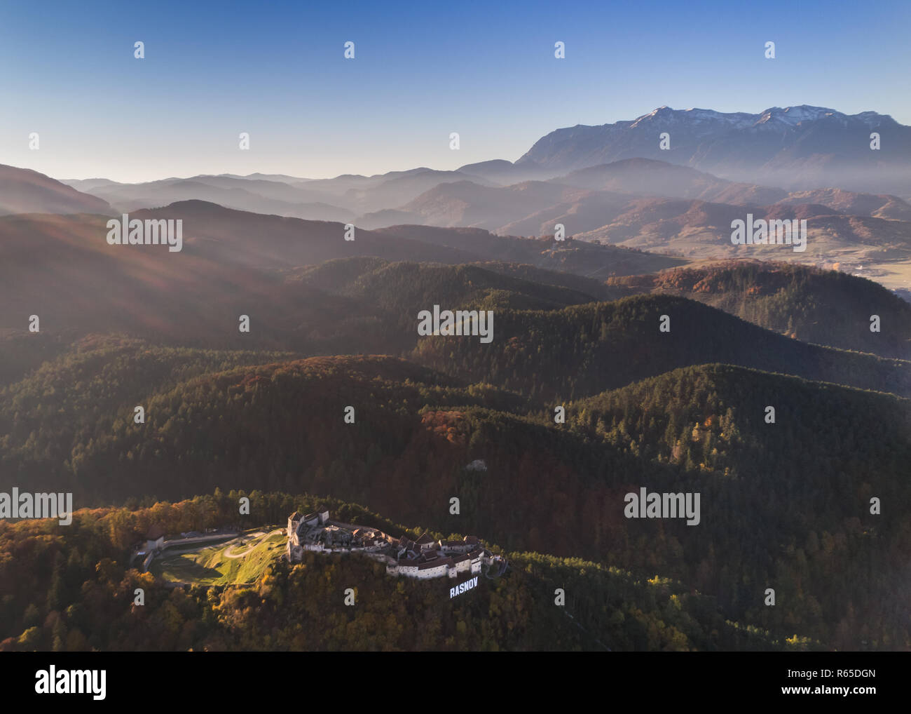 Aerial view rasnov town fortress hi-res stock photography and images ...