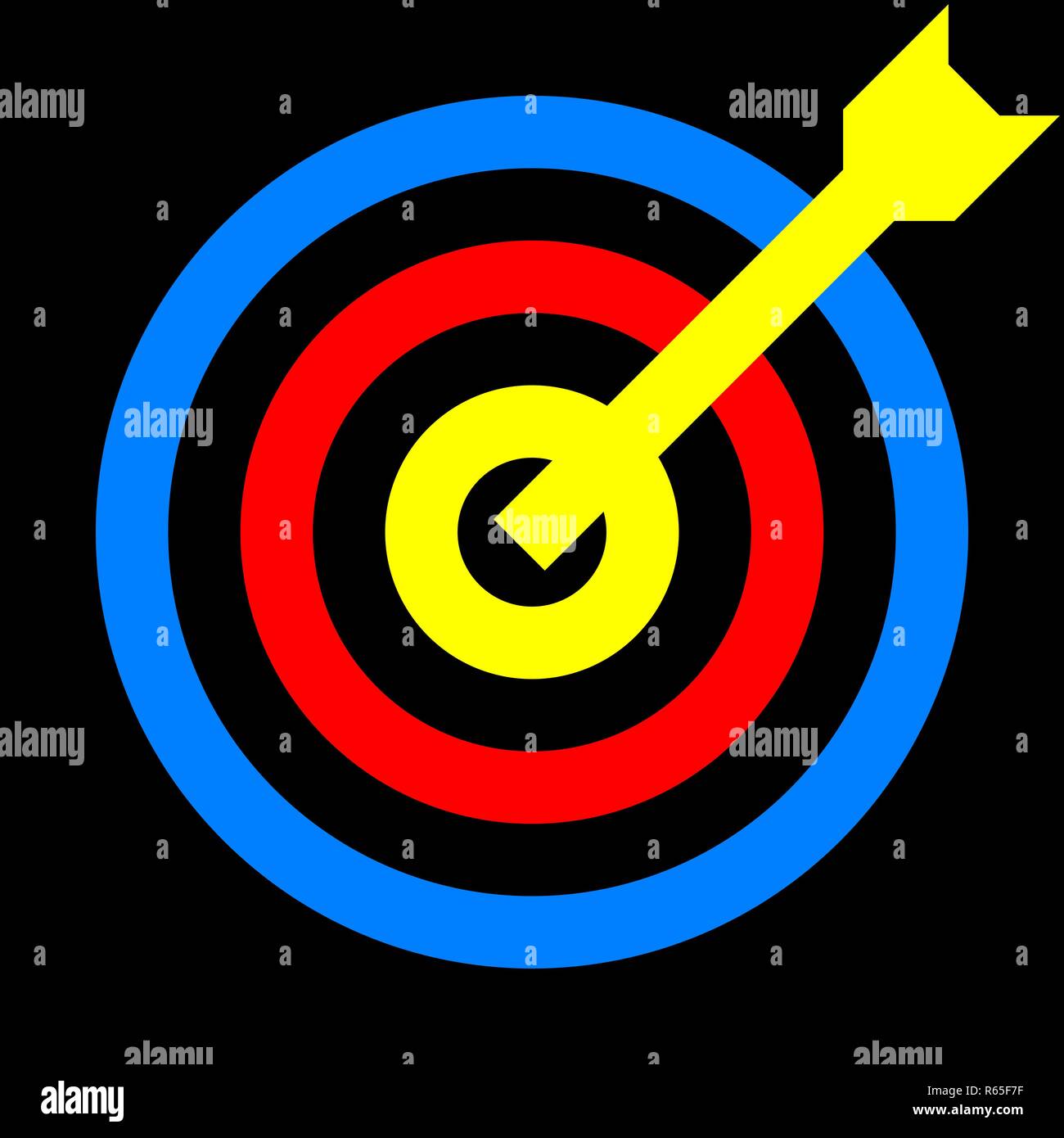 Target sign - colorful yellow red blue transparent with dart, isolated ...