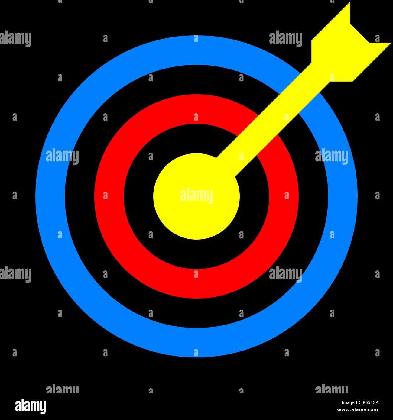 Target sign - colorful yellow red blue transparent with dart, isolated ...