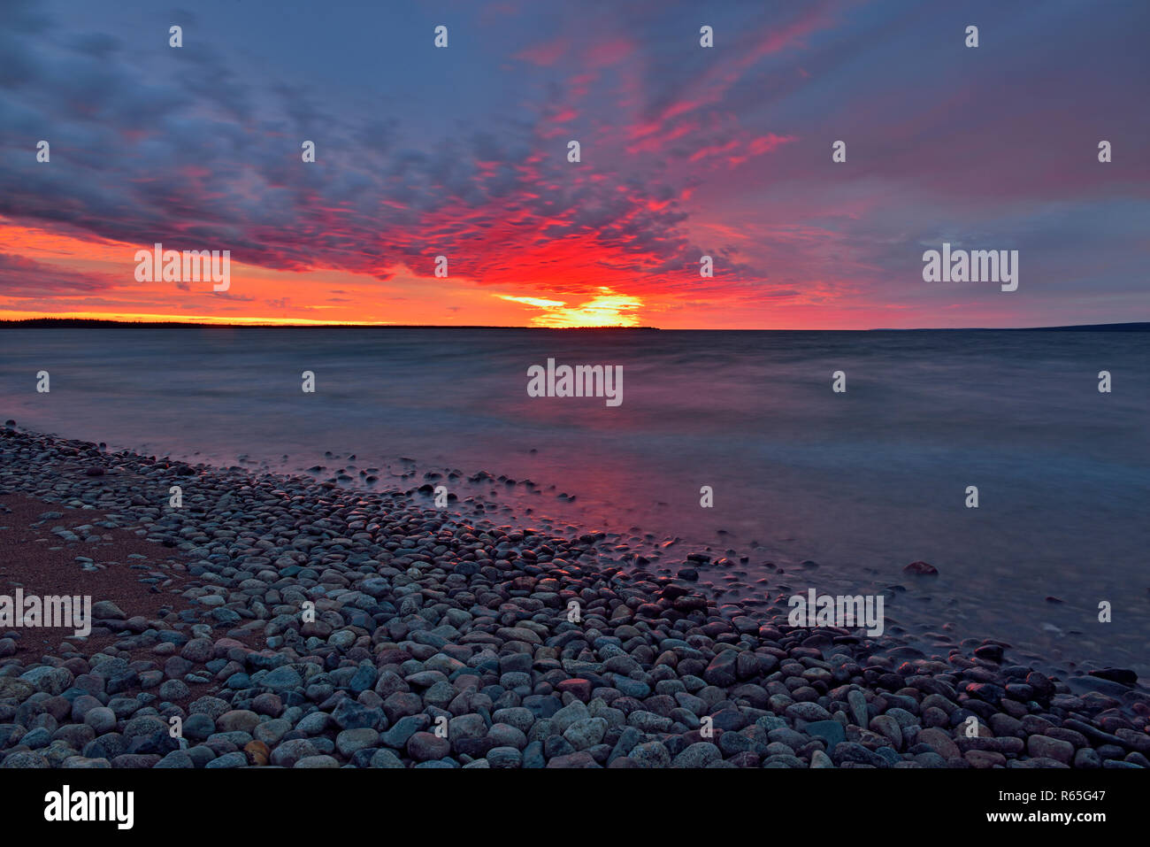 Sunrise skies over Ennadai Lake, Arctic Haven Lodge, Ennadai Lake ...