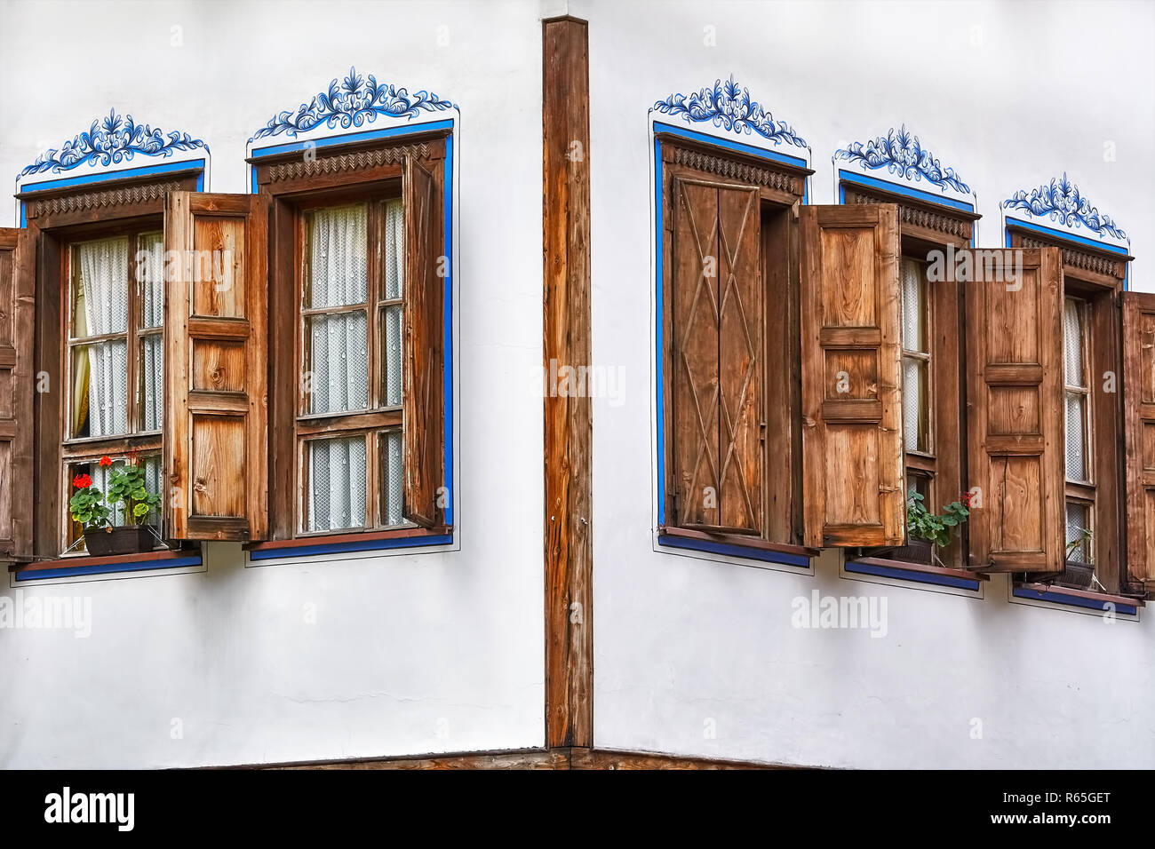 Windows of an Old House Stock Photo - Alamy