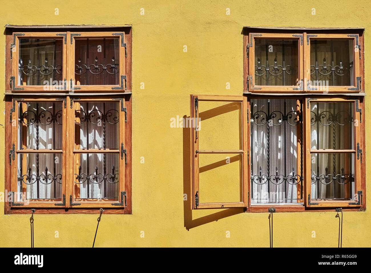 Windows of Medieval House Stock Photo - Alamy