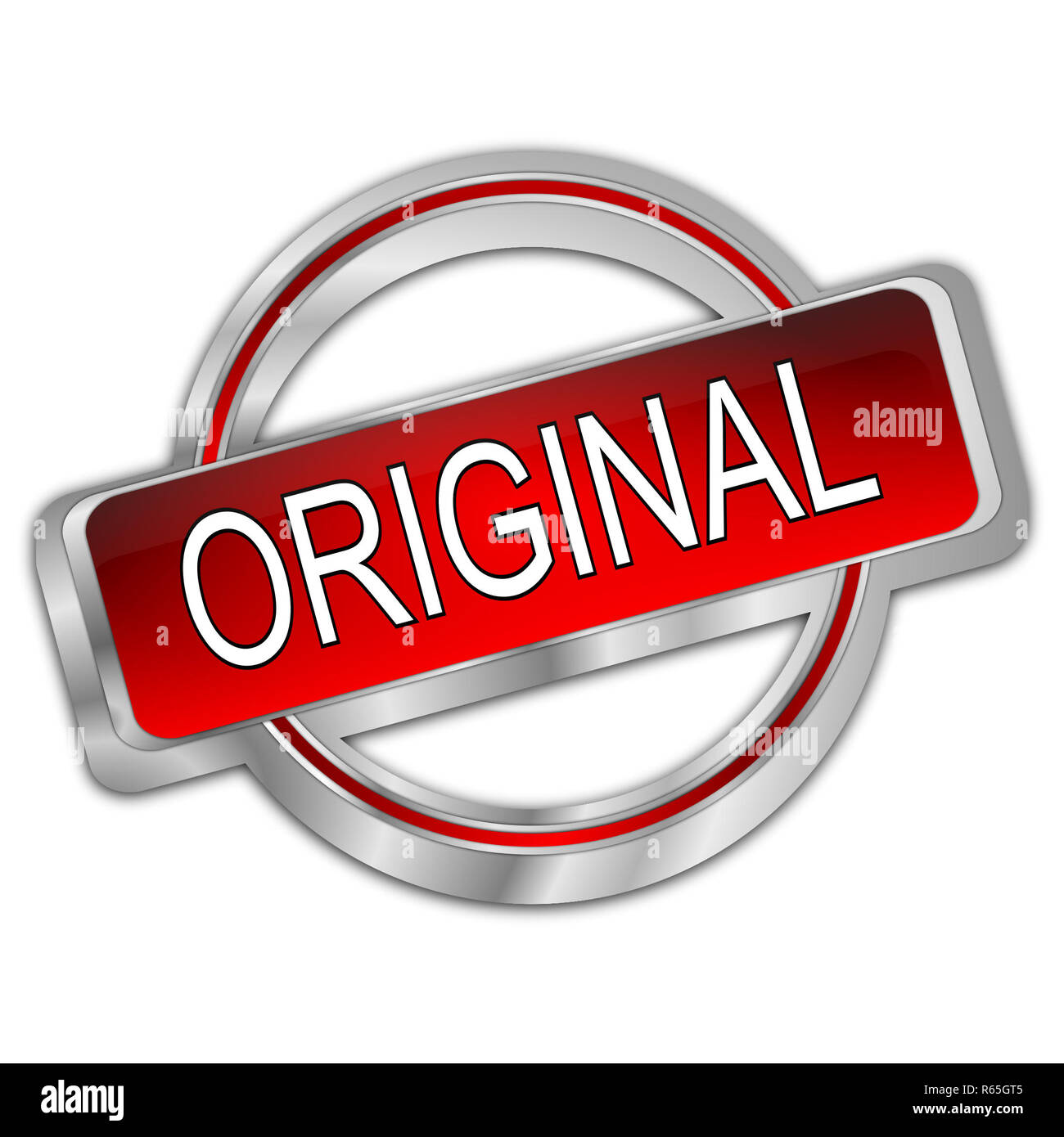 silver red Original button - 3D illustration Stock Photo - Alamy