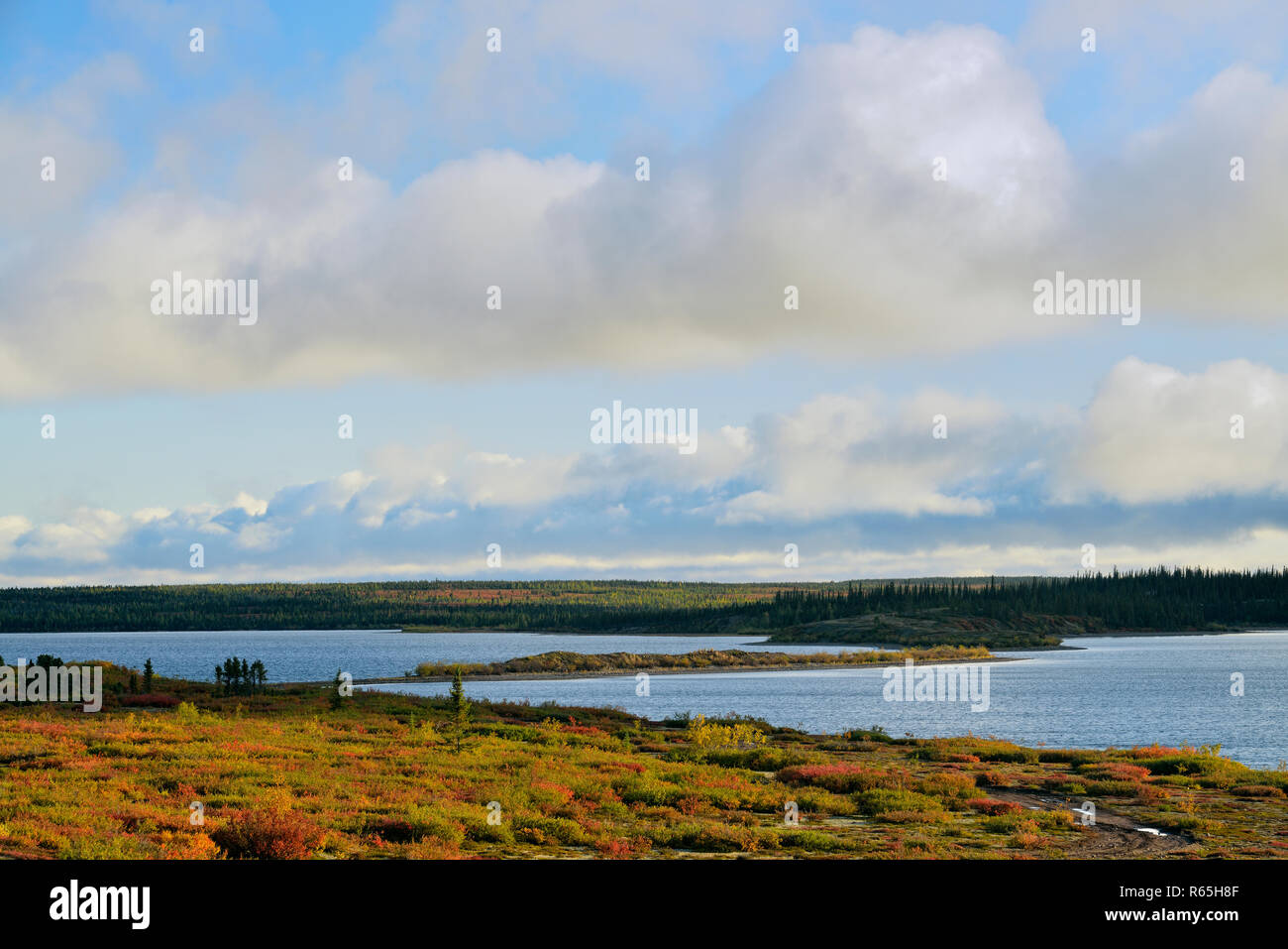 Ennadai Lake and morning clouds, Arctic Haven Lodge, Nunavut Territory ...