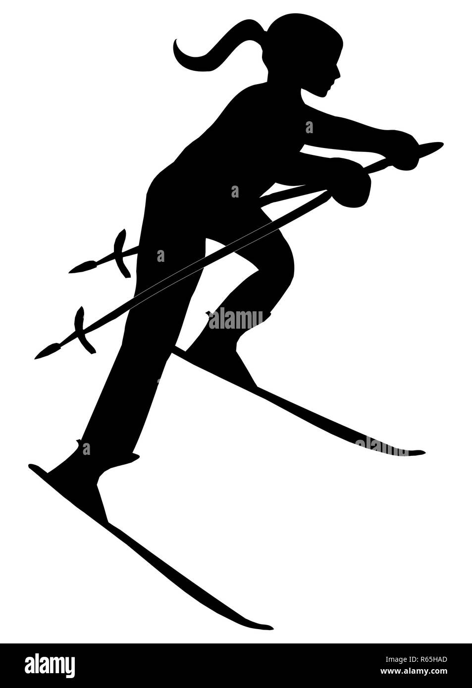 Skier silhouette Black and White Stock Photos & Images - Alamy
