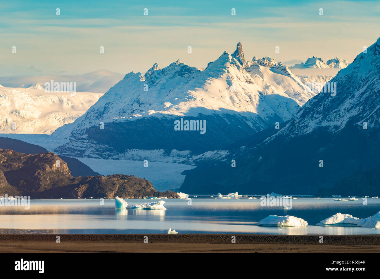 Grey Glacier and Grey Lake at Torres del Paine National Park Stock ...
