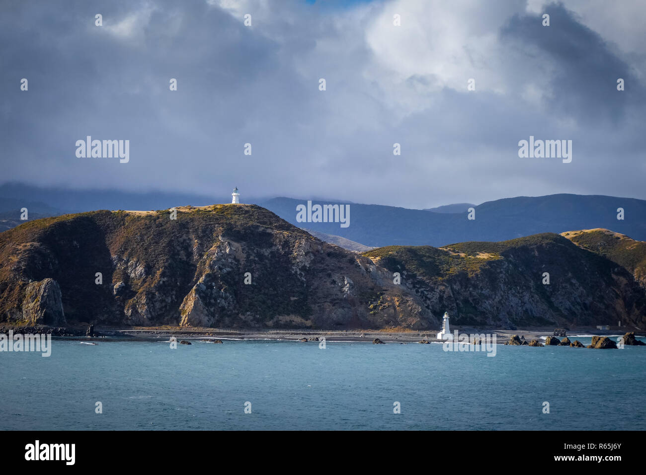 Castlepoint lighthouse on the north island hi-res stock photography and ...