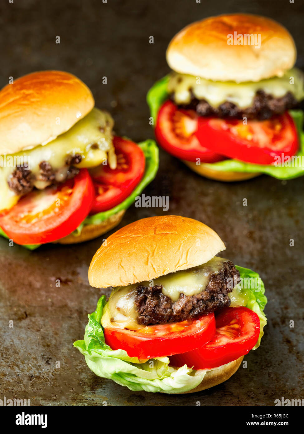 rustic american slider sandwich mini hamburger Stock Photo - Alamy