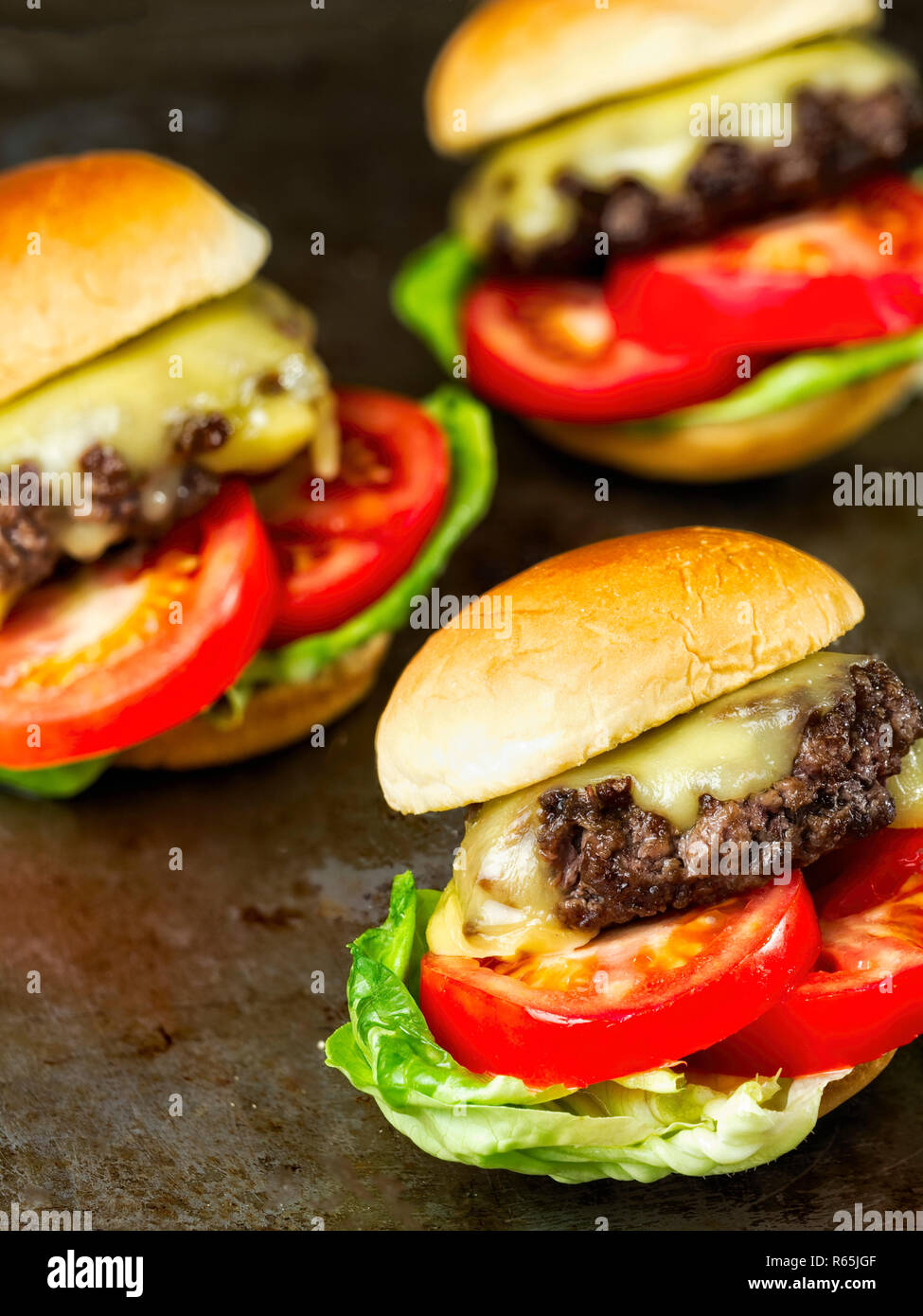rustic american slider sandwich mini hamburger Stock Photo - Alamy