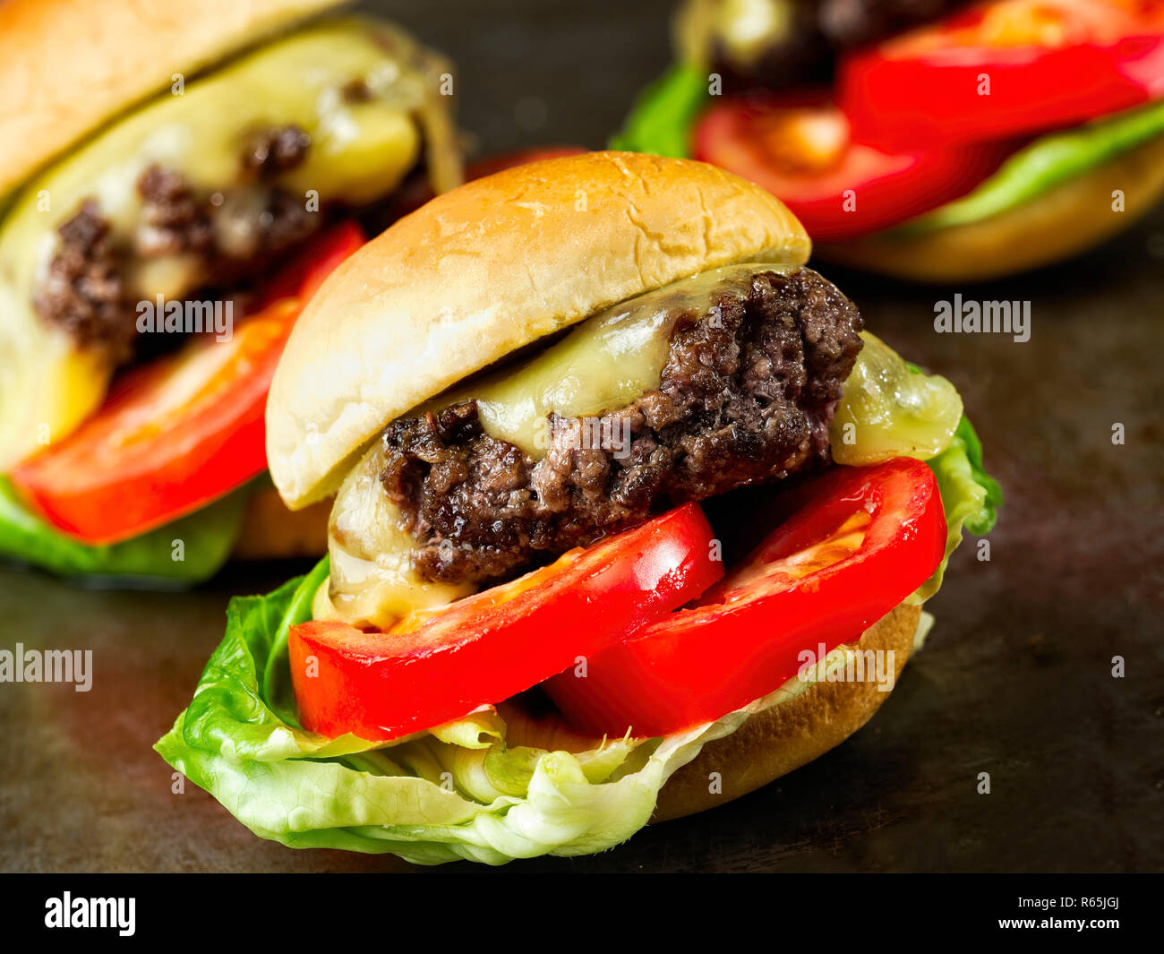 rustic american slider sandwich mini hamburger Stock Photo - Alamy