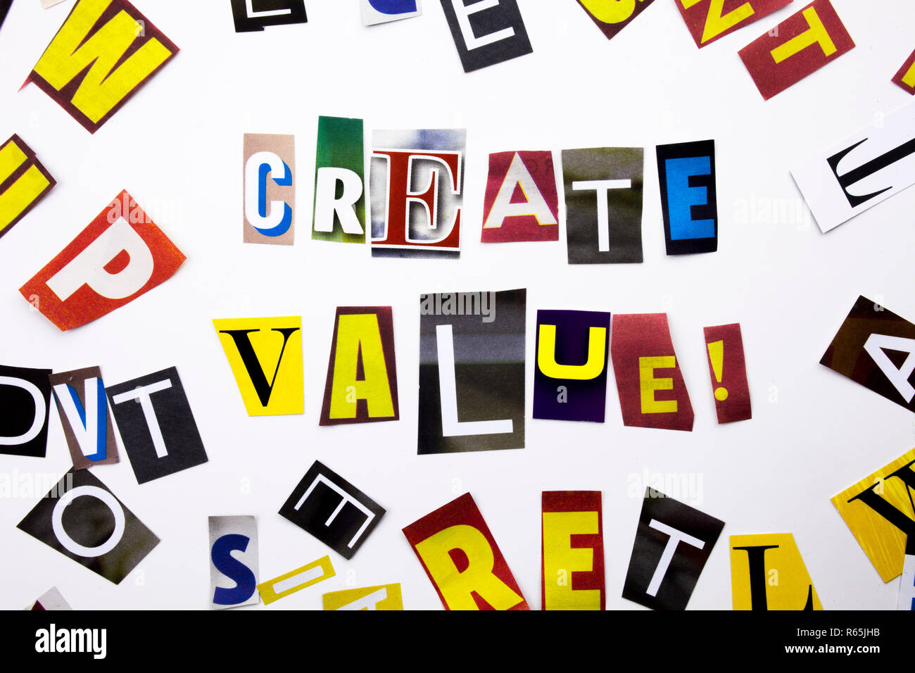 A word writing text showing concept of Create Value made of different ...