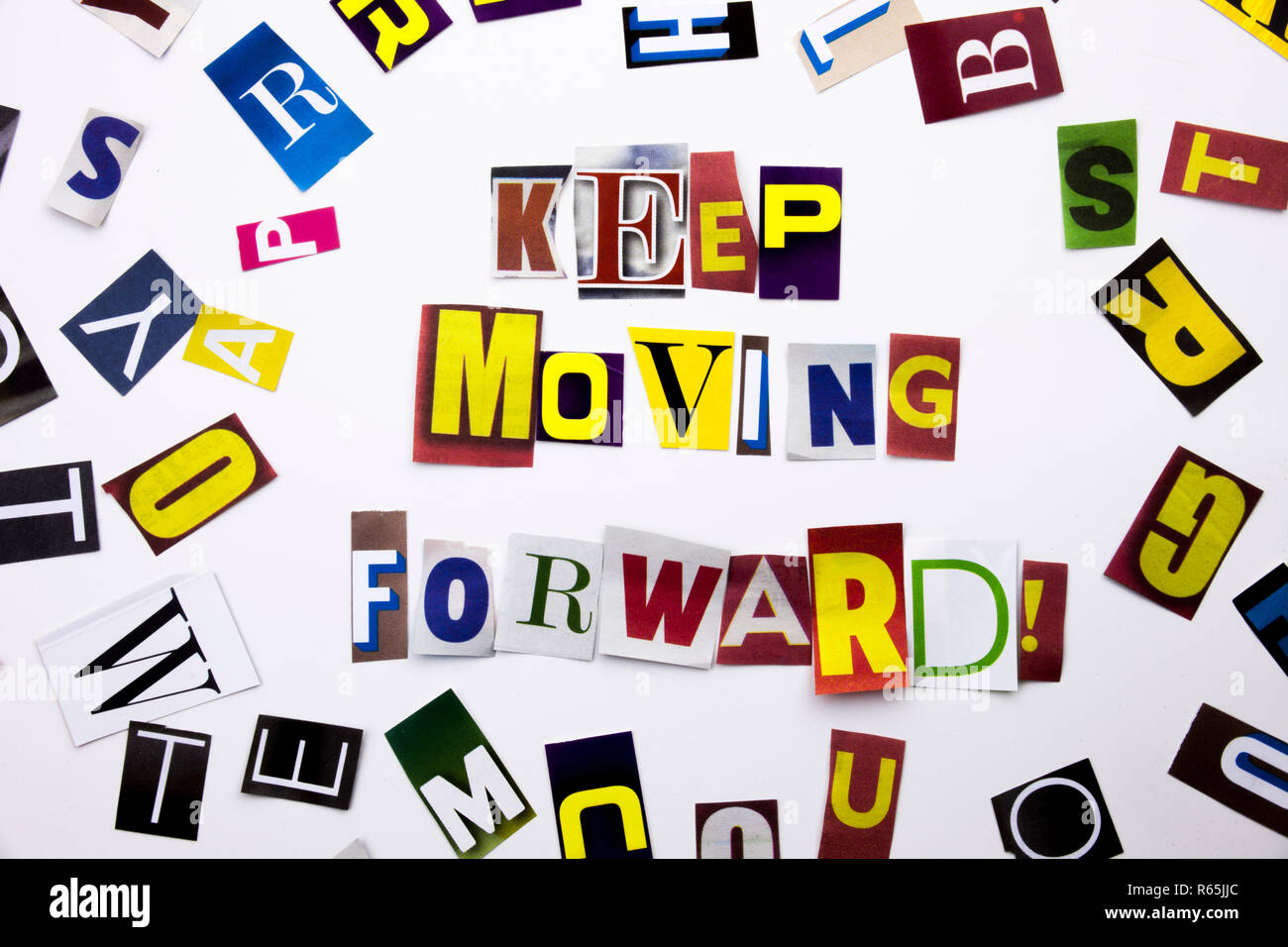 A word writing text showing concept of Keep Moving Forward made of ...