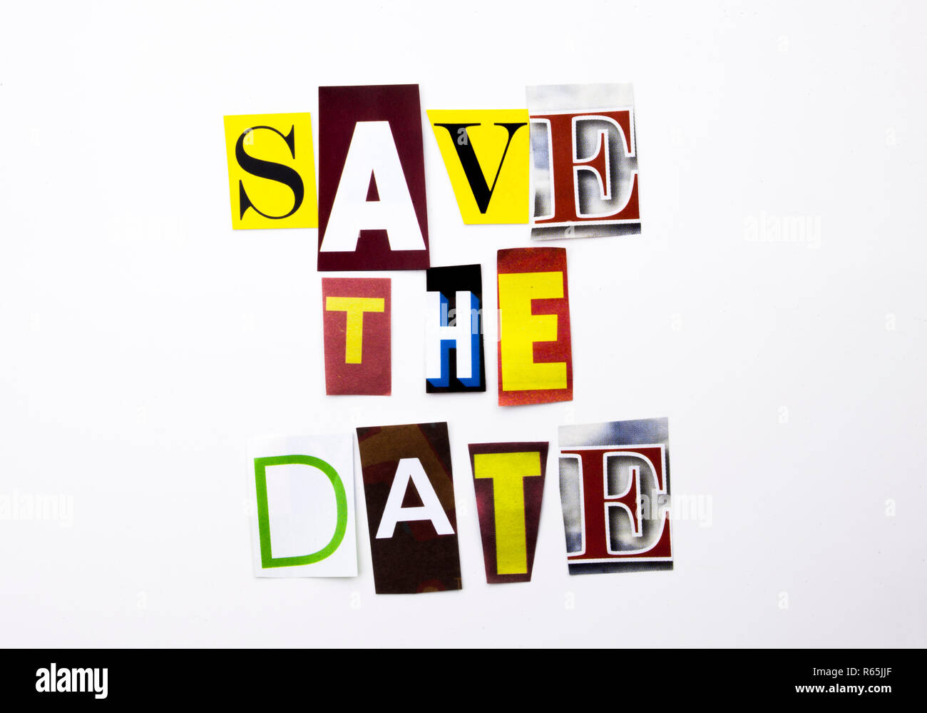 A word writing text showing concept of Save The Date made of different ...