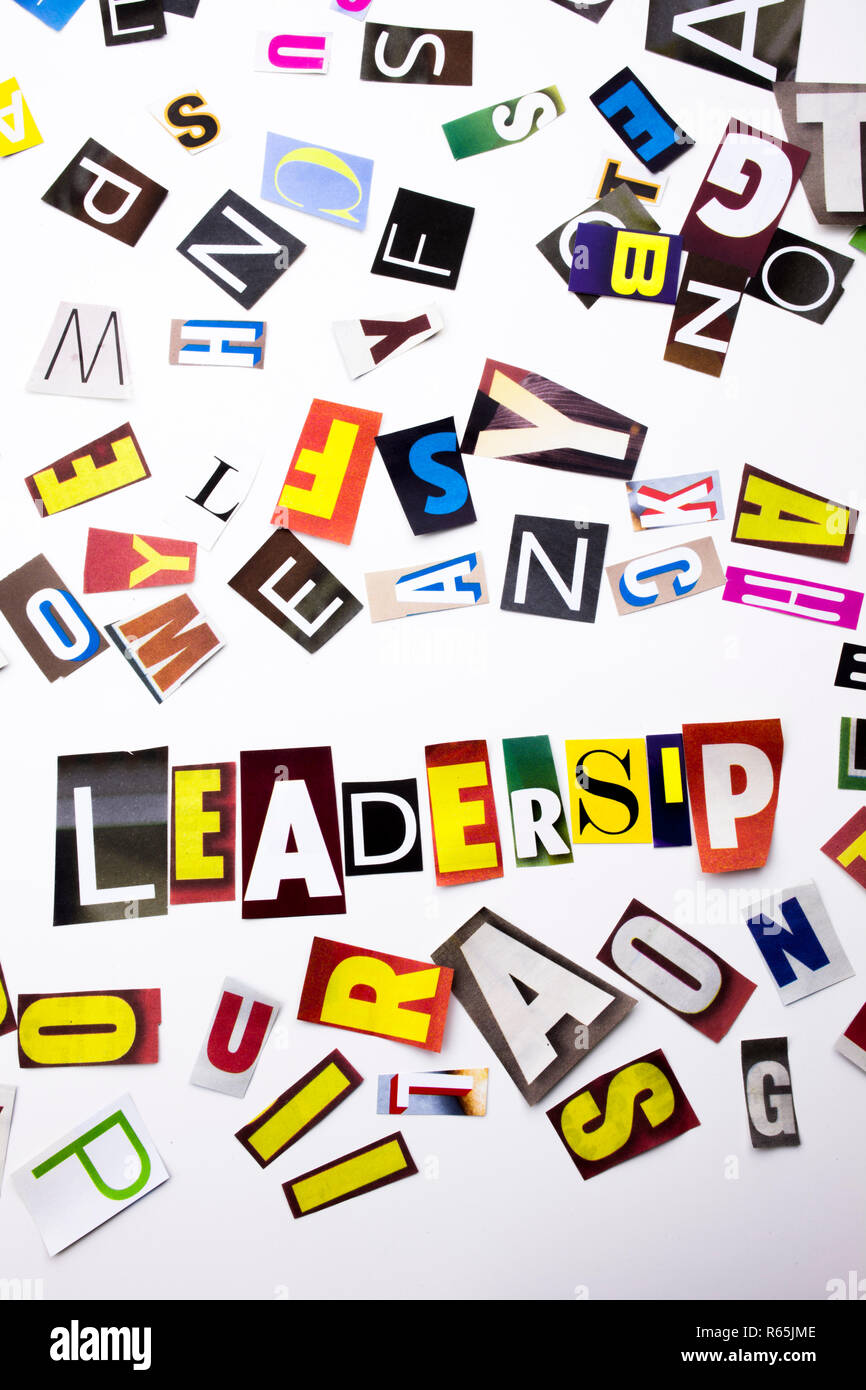 A word writing text showing concept of Leadership made of different ...