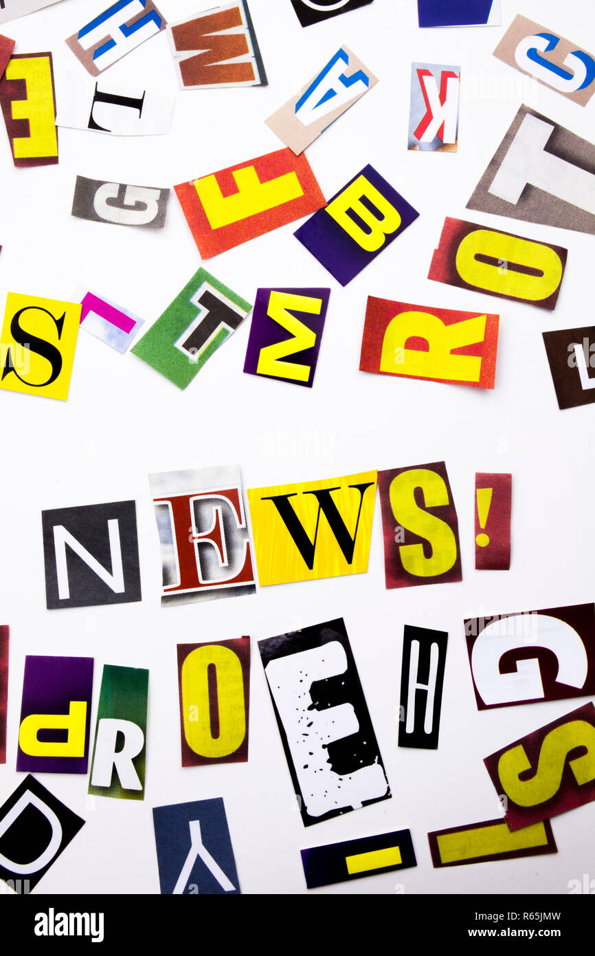 A word writing text showing concept of News made of different magazine ...