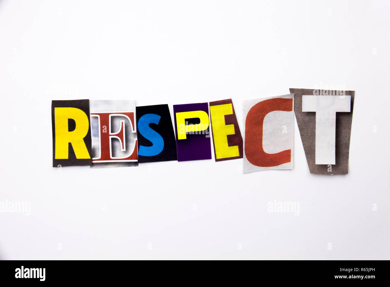A word writing text showing concept of Respect made of different ...