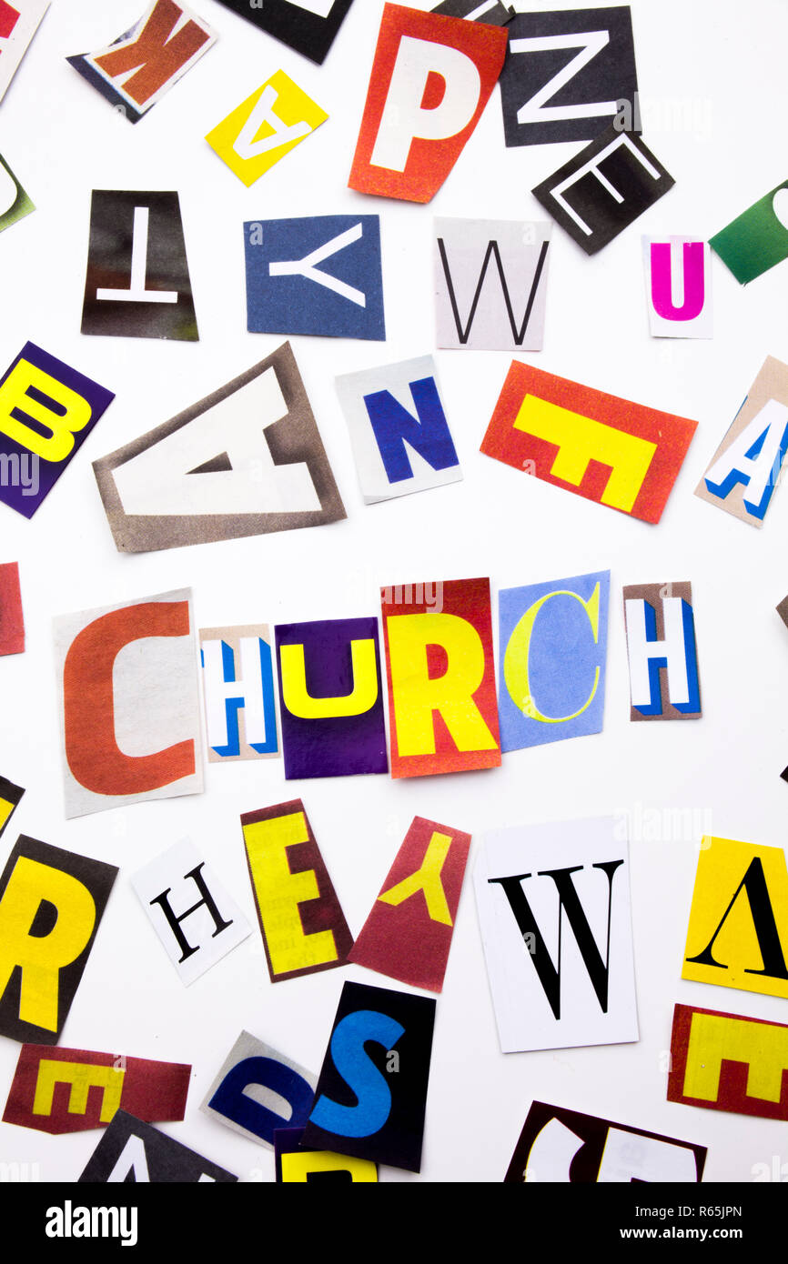 A word writing text showing concept of Church made of different ...