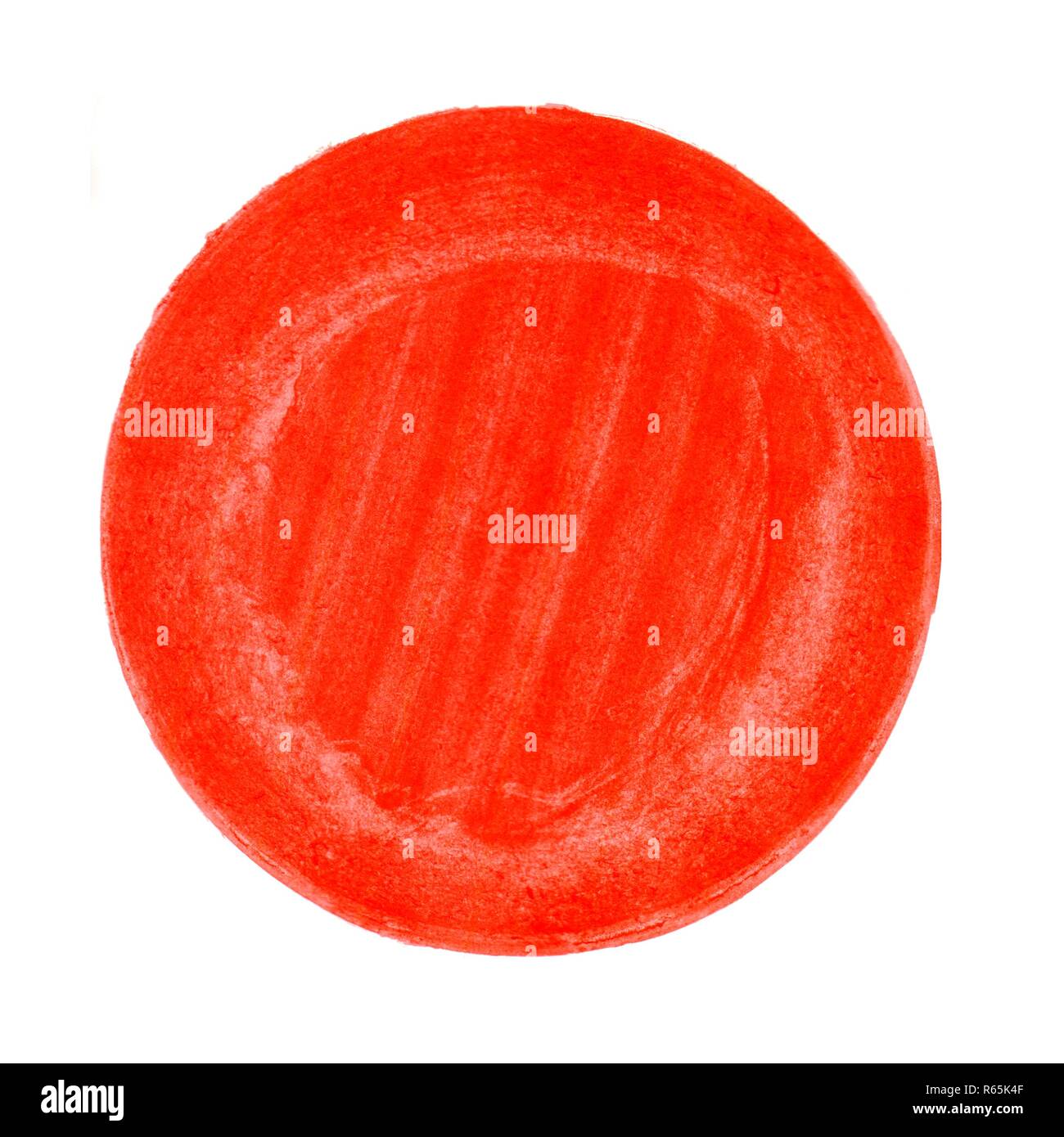 isolated hand painted circle with red color Stock Photo - Alamy
